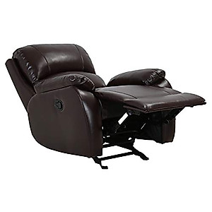 Amazon Brand – Ravenna Home Oakesdale Contemporary Glider Recliner, 35.4"W, Faux Leather, Dark Brown