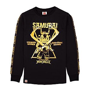 LEGO Ninjago T-Shirt Boys Kids Samurai Warrior Long Sleeve Black Top 10 Years