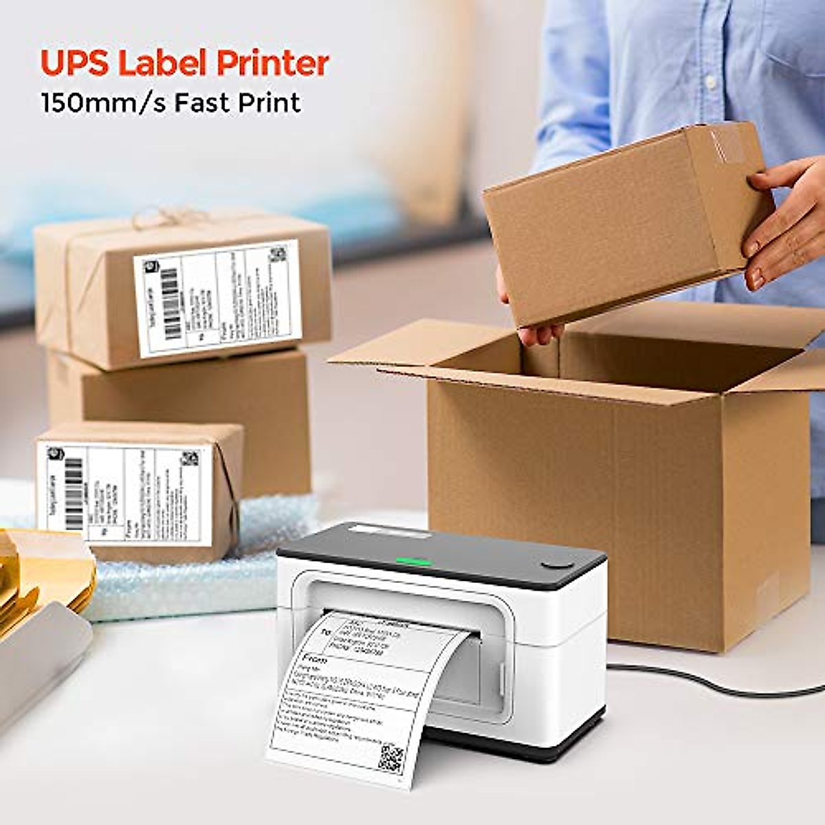 MUNBYN Thermal Printer for Shipping Labels [Upgraded 2.0] Label Printer for Small Business Compatible with Amazon, Etsy, Ebay, Shopify, FedEx, UPS, USPS