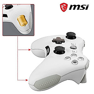 MSI FORCE GC20 V2 WHITE Wired PC Gamepad Controller - Interchangeable D-Pad Covers, Dual Vibration Motors, USB 2.0 - Wired
