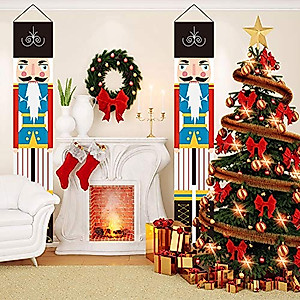 LioNergy Nutcracker Christmas Porch Sign, Xmas Decor Banners, Patriotic Christmas Decorative Nutcracker Banner for Holiday Home Indoor Outdoor Porch Wall Christmas Party Decoration