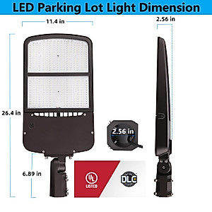 300W Outdoor LED Parking Lot Light with Slip Fitter Mount, 0-10V Dimmable, 5000K, 45000LM [1000W HPS/HID Equiv] UL/DLC Dusk to Dawn Photocell Sensor LED Commercial LED Flood Light