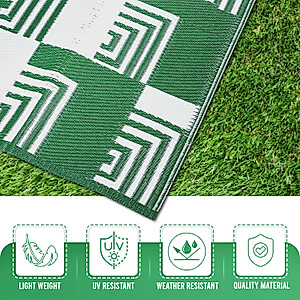 Eleet Reversible Mats, Plastic Straw Rug 5x8 ft - Modern Area Rug - Waterproof Portable Outdoor Rug RV, Patio, Backyard, Deck, Picnic, Beach, Trailer, Camping (5 x 8 ft, Olive Green)