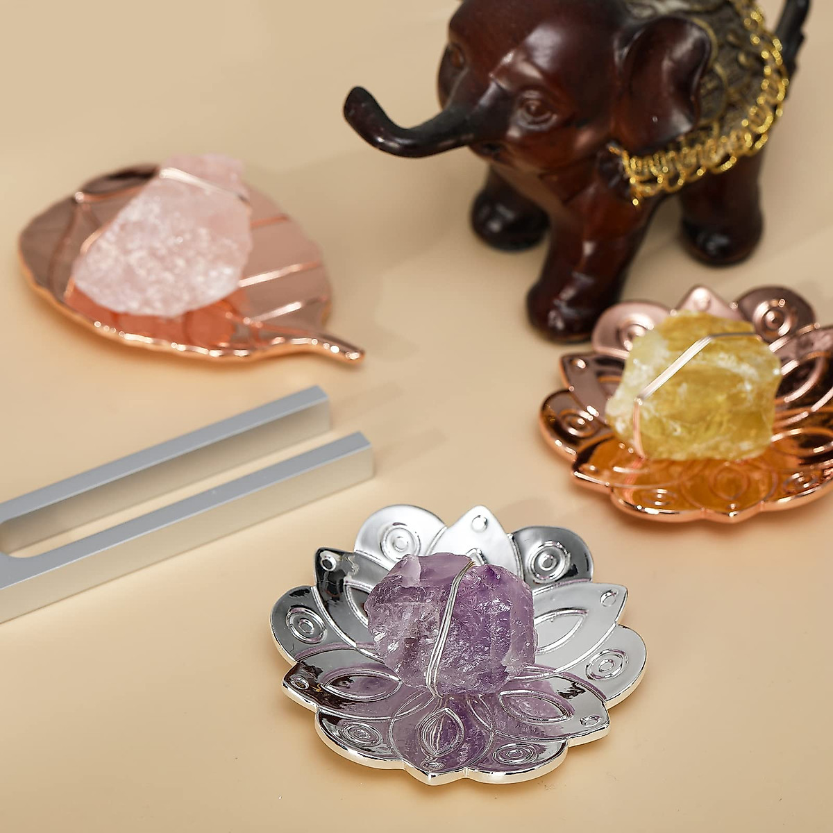 Ckakra Tuning Fork with Crystal Kit,Solfeggio Energy Tuners,963hz Crown Chakra,Sound Healing With Amethyst Kit,Meditation Accessories,Stress Relief Gifts for Women,Shiny Silver