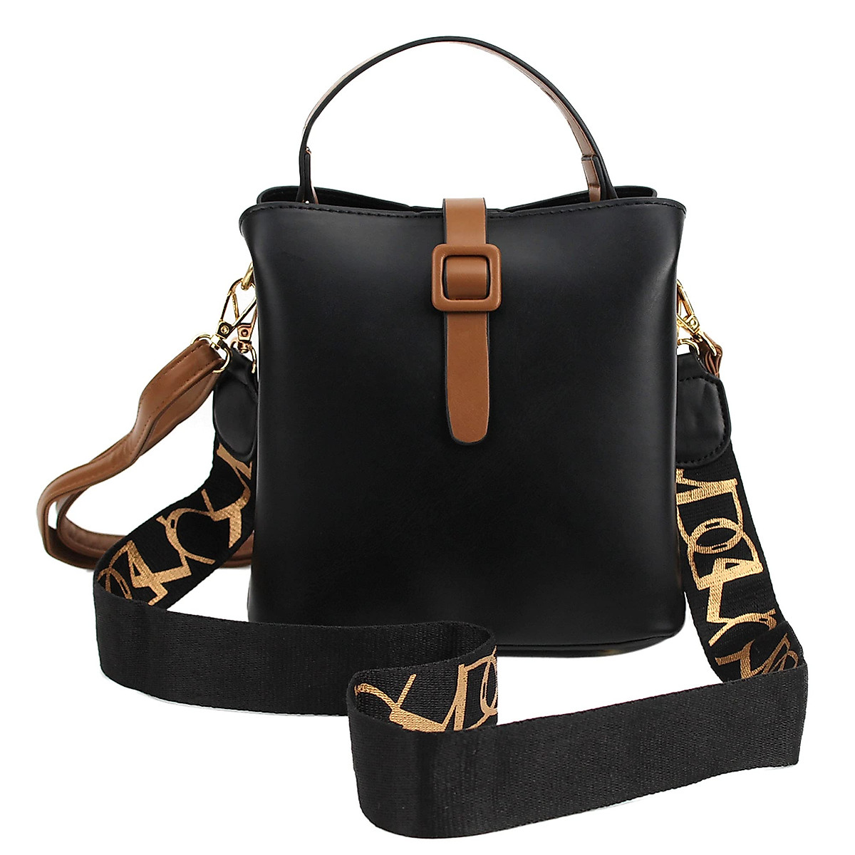 LABANCA Women Retro Alligator Bucket Bags Crocodile Pattern Designer Shoulder Bag Ladies PU Purse Crossbody Wallet Bag (06226 Black)