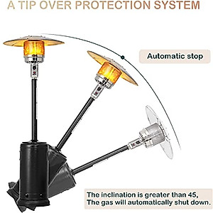 SUNCROWN 48,000 BTU Patio Propane Heater Outdoor Tall Standing Heater with Wheels, Stainless Steel(Black)