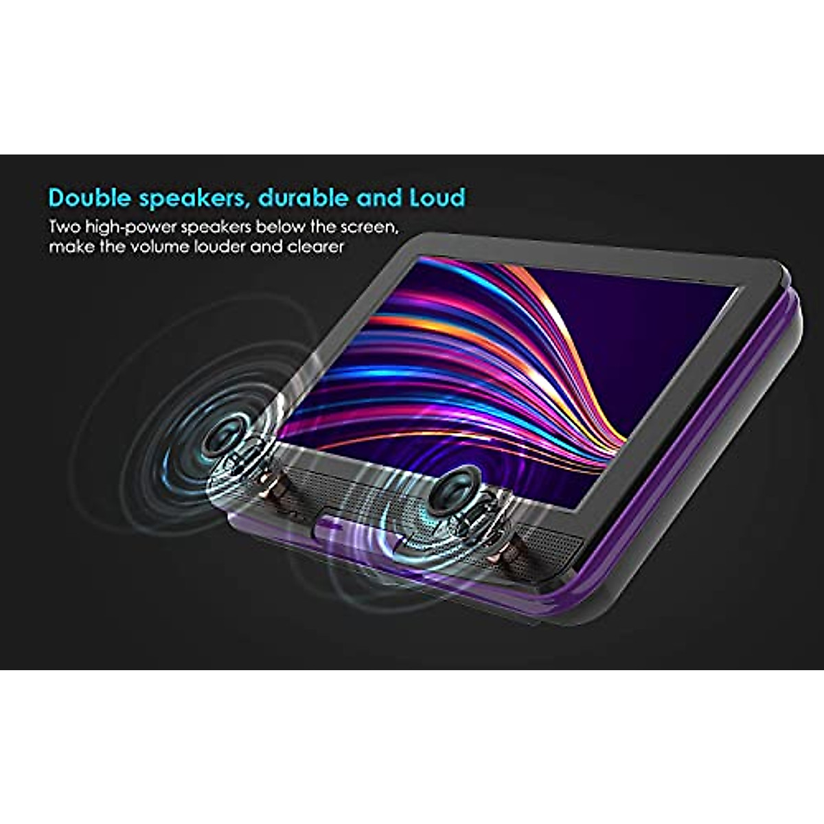 ieGeek Portable DVD Player 12.5", with 10.5" HD Swivel Screen, Car Travel DVD Players 5 Hrs Rechargeable Battery, Region-Free Video Player for Kids Elderly, Remote Control, Sync TV, USB&SD, Purple