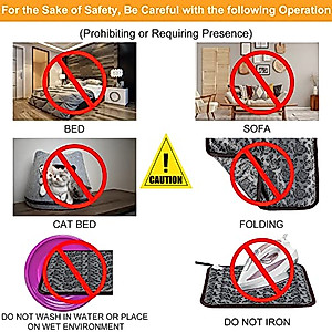 2 Pcs Pet Heating Pad Heated Dog Bed Waterproof Cat Warming Pad Adjustable Heated Dog Pad Pet Electric Heating Mat with Washable Cover, Switch, Anti Bite Steel Cord for Pets Puppy 17.7 x 17.7" (Gray)