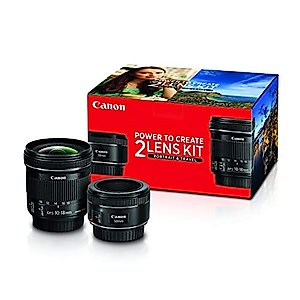 Canon Portrait and Travel Two Lens Kit with 50mm f/1.8 and 10-18mm Lenses (Renewed)