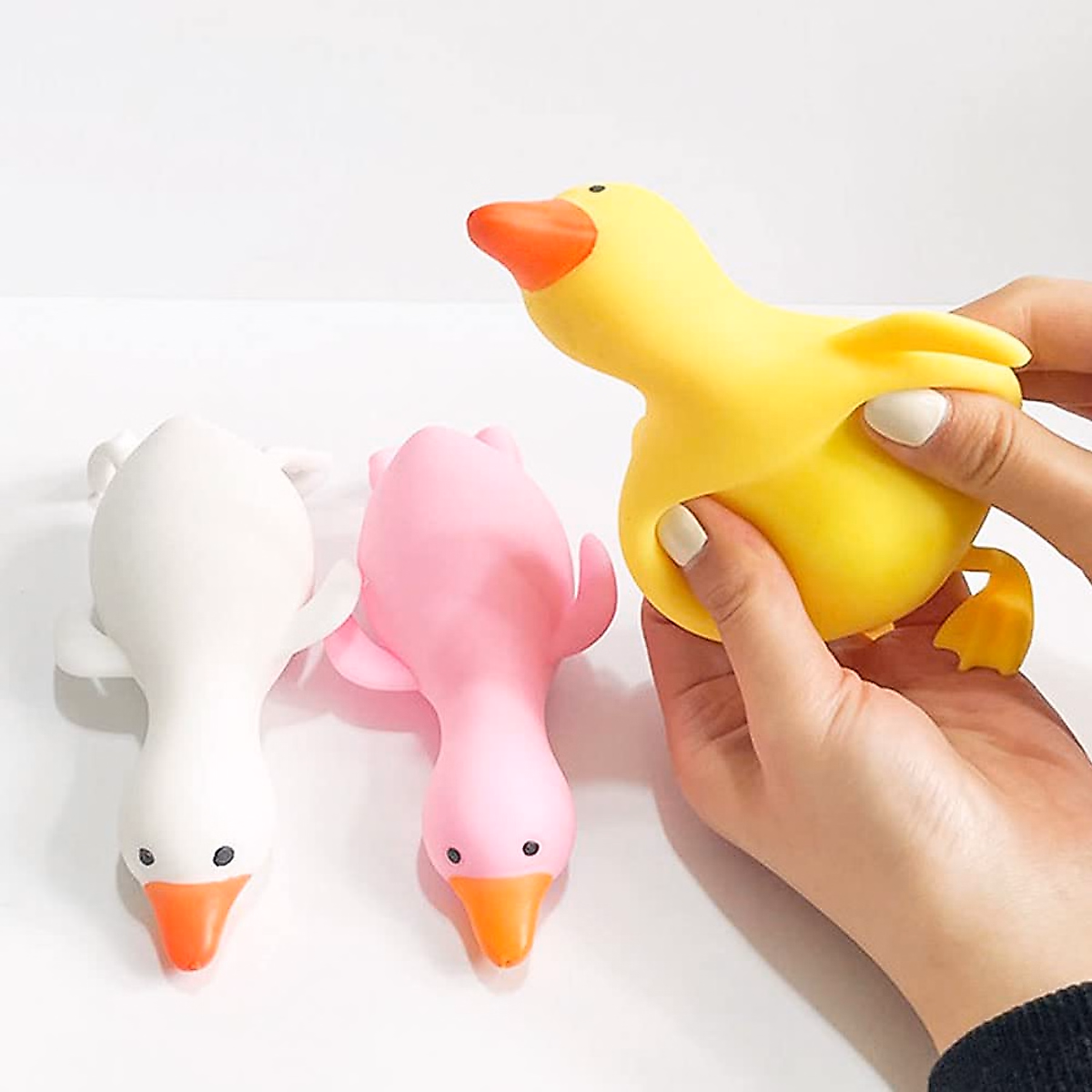 MSRRTUSY 3Pcs Stretchy Duck Squeeze Toys,Squishy Stress Relief Toys for Adults and Kids,Squishy Fidget Toys,Party Favors for Kids,Birthday Gifts,Christmas,Easter Egg,Classroom Prizes