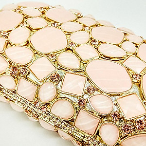 Boutique De FGG Synthetic Shell Evening Bags and Clutches for Women Formal Wedding Bridal Rhinestone Handbags and Purses (Small, Pink#198)