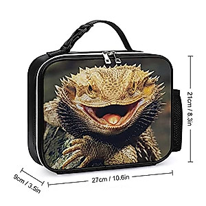 Cool Bearded Dragon Lizards Reusable Lunch Tote Bag Insulated Lunch Box Container For Office Work Picnic Travel With Handle