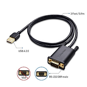 Cable Matters USB to Serial Adapter Male to Male Cable (RS232 to USB 2.0, Serial to USB, USB to DB9) 3 Feet, Support Windows 11/10/8/7/Vista/XP, macOS 11.0 or Later.