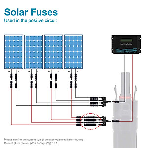 Leehitech 20A Solar Fuse Holder Inline with Male and Female Connector for Solar Panel and Solar Controller, Waterproof Solar Fuse Connector, Solar Surge Protection Device 5pcs