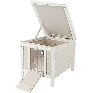 TRIXIE Small Pet House, Wooden Outdoor Shelter, Weatherproof Pet Home, Ideal for Cats, Rabbits, Bunnies, Guinea Pigs, Lt. Gray