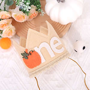 Pumpkin 1st Birthday Crown Hat - Little Pumpkin First Birthday Crown, Pumpkin Theme Birthday Decoration, Thanksgiving Day Birthday Party Supplies, Baby Boy/Girl Fall Birthday Cake Smash Photo Prop