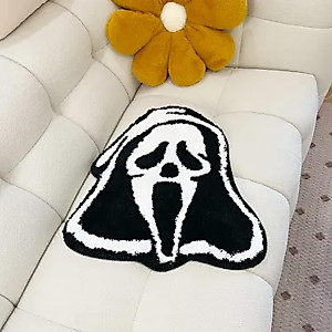 ACRYDECOR Creative Halloween Skull Face Shaped Rug Soft Bedroom Bedside Rug Non-Slip Playmats Floor Mat Living Room Mats (23.2X21.7 Inch)