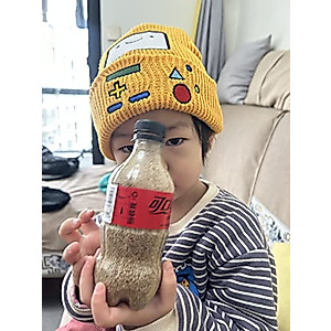 Wellcalmly Anime Beanie Unisex Knitted Hats, Cute Slouchy Warm Cap, Cartoon Winter Soft Headwear Hat for Men Women (Yellow)