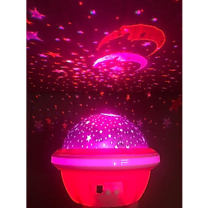 Star Moon Bedroom Night Light, Baby Night Lights Projector, Colorful Gradient, Unique Gifts for Birthday Nursery Women Children Kids Baby (Pink)