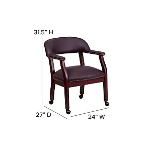 Flash Furniture Diamond Burgundy LeatherSoft Conference Chair with Accent Nail Trim and Casters