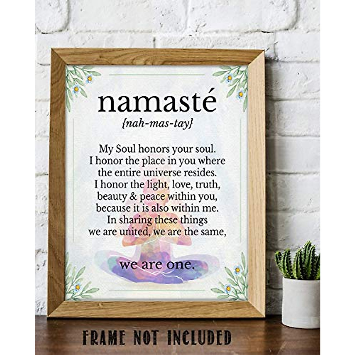 Namaste Color"We Are One"- Inspirational Wall Art in Yoga Pose-8 x 10 Print Wall Art Ready to Frame. Home Décor, Office Décor & Wall Print. Motivational Quote- Perfect Gift to Share Your Beliefs.