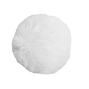 Thro by Marlo Lorenz TH015177002E 16" Kari Keller Round Faux Mongolian Pillow, 1 Count (Pack of 1), White