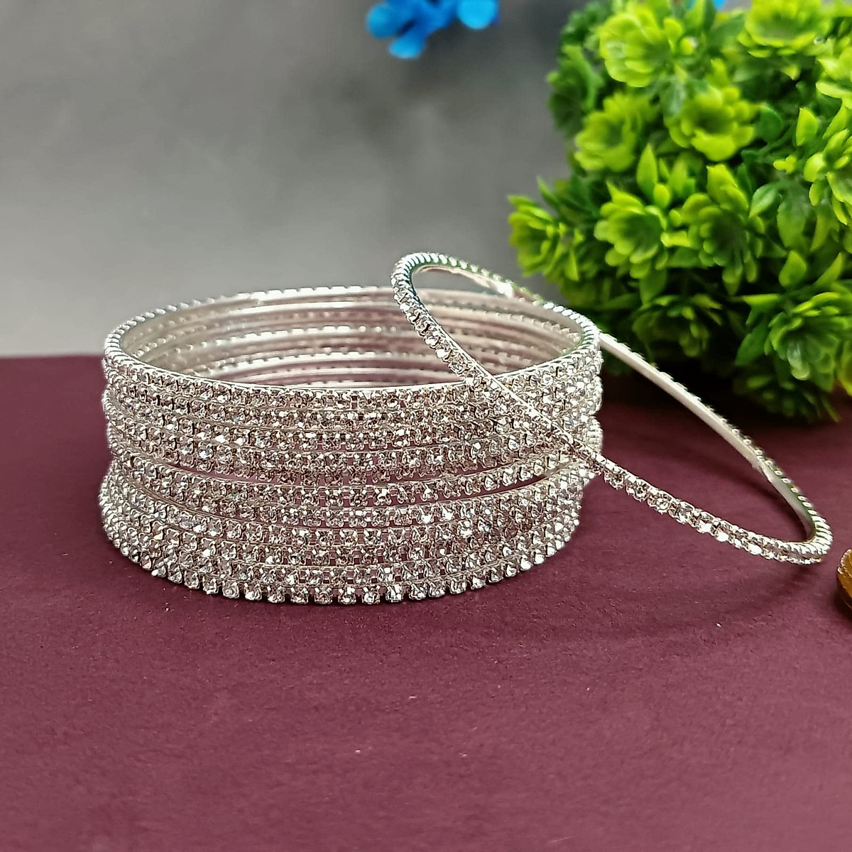 Efulgenz Indian Bangle Rhinestone CZ Crystal Wedding Bridal Bracelet Jewelry for Women