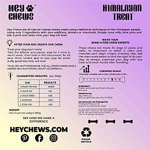 Himalayan Yak Cheese Dog Chews - X-Large Yak Chews, All Natural Dog Treats - Long Lasting, Easily Digestible and Rawhide Free – Yak Milk Bones for Dogs by HewChews(4pk)