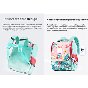 Qckarobe Kids Backpack for Girls Boys, 15 inch Elementary Kindergarten Backpack, Cute Rabbit Toddler Backpack, Lightweight Water-resistant Preschool Nursery Travel Backpack Children Schoolbag