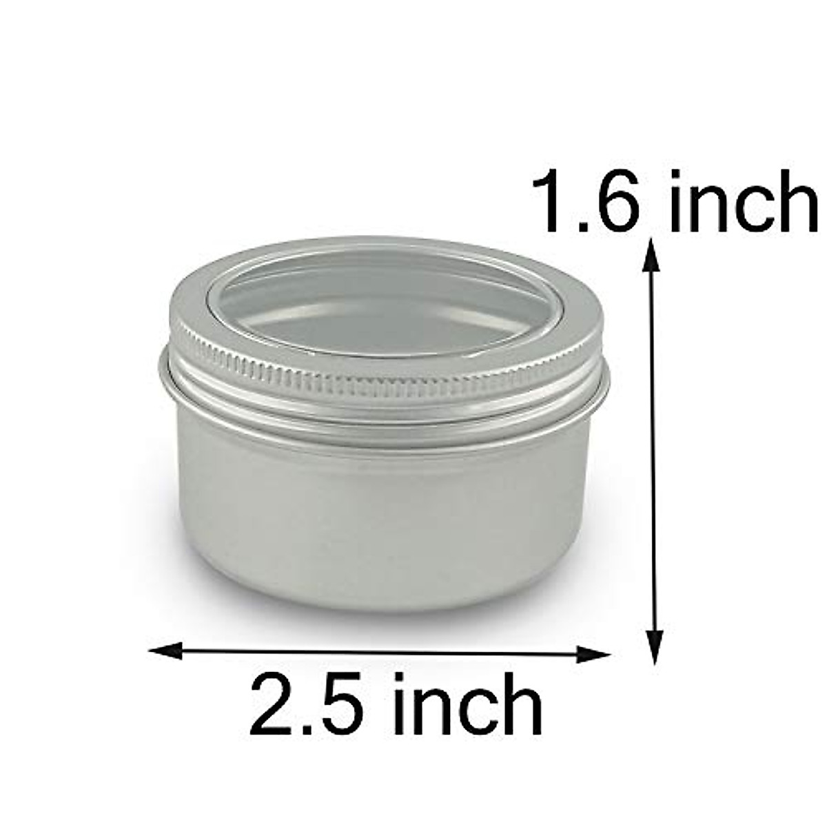 6 Pcs 4 Ounce Aluminum Cans Transparent Top Screw Lid Metal Storage Tins Containers for Storing Spices, Candies, Lip Balm