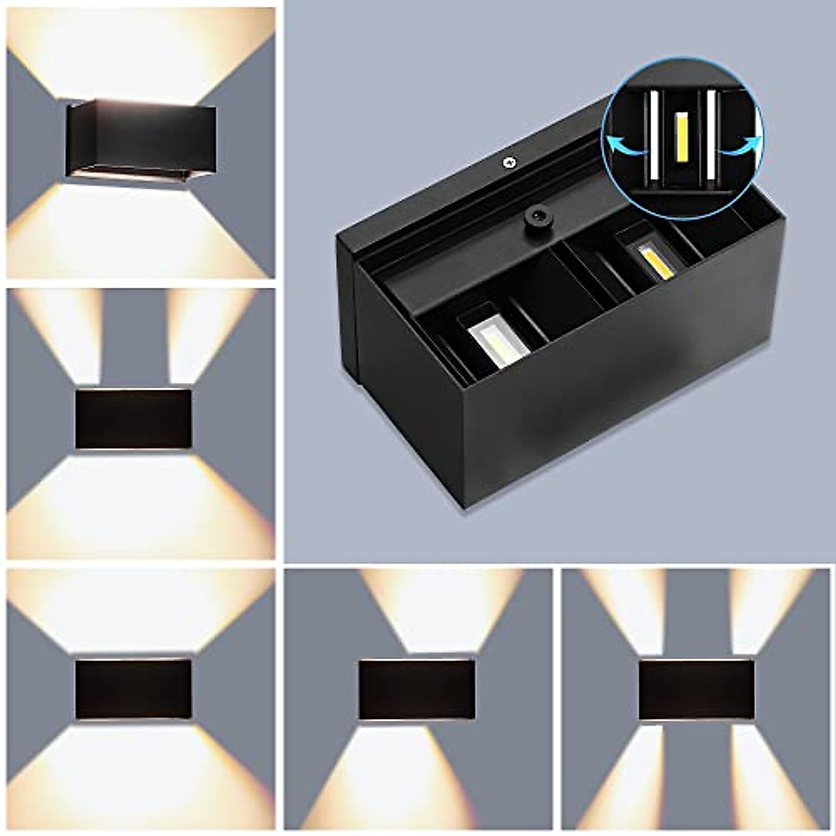 LMP Dusk to Dawn Outdoor Lighting Up and Down Wall Light, 12W LED Porch Lights Outdoor Lights for House, Black Wall Sconce Exterior Wall Lights with IP65 Waterproof, 1160lm, 3500K 1 Pack