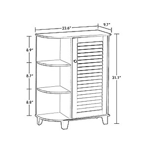 RiverRidge Floor Cabinet with Side Shelves, White