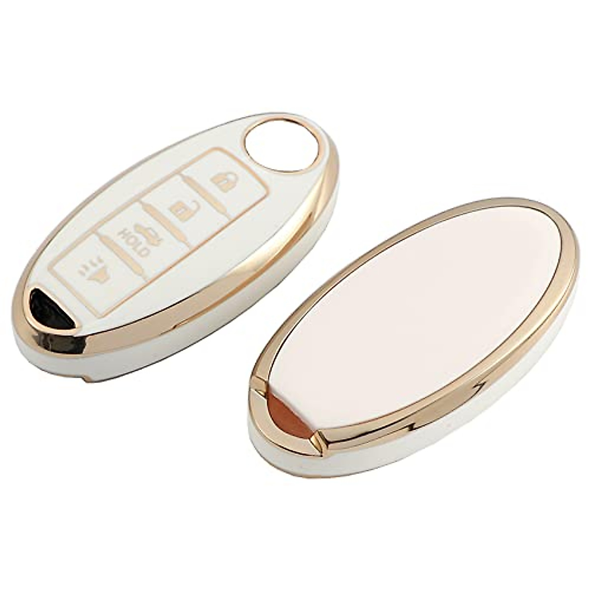 Guibuhuse Premium Soft Key Fob Cover 360°Protection Fits for Nissan Altima 2007 2008 2009 2010 2011 2012 Maxima 09-2013 2014 Murano 370Z Infiniti EX35 FX35 G37 G25 (White)