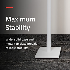 Fluance Floor Speaker Stands for Surround Sound and Bookshelf Speakers with Solid Construction, Adjustable Floor Spikes, Rubber Isolation Feet, Cable Management, Square Base - Matte White/Pair SS05SWH