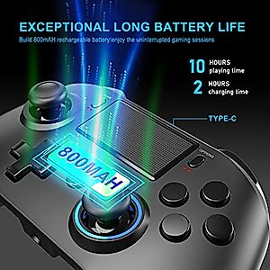 GCHT GAMING Wireless Pro Controller for PS4/PS4 Slim/PS4 Pro Compatible PC, Steam, Android and iOS, MAC, with Back Buttons, Turbo, Vibration, Game Joystick Gamepad Wireless/Wired (Dark Black)