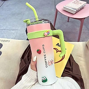 Scizorito 40oz Big Coffee Mug, 304 Stainless Steel Vacuum Insulated Car Cup, 40oz Tumbler with Handle and Straw Lid, Suitable for Father's Day, Mother's Day, Christmas (Pink)