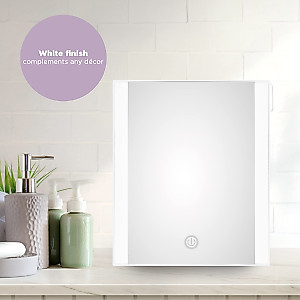 Conair Lighted Makeup Mirror, LED Vanity Mirror with Adjustable Base, Battery Operated in Glossy White