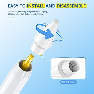 8 Pack Replacement Tips for Apple Pencil 1st and 2nd Generation, Accessories Compatible with iPad Pro Pencil Nibs