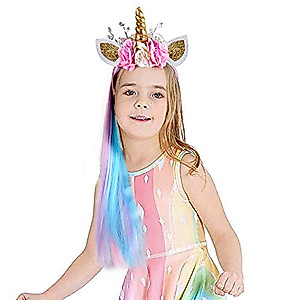 Lorfancy Unicorn Headband for Girls Unicorn Costume Birthday Halloween Party Unicorn Party Supplies Favors(Headband)
