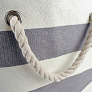 DII Durable Woven Striped Storage Bin Collapsible with Soft Rope Handles Reinforced with Metal Grommets, X-Large, 17x15x12", Solid Gray