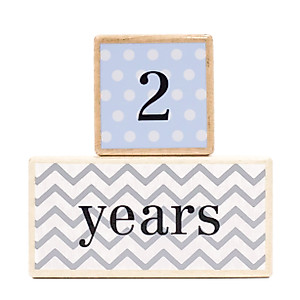 Solid Wood Milestone Age Blocks in Blue. Baby Age Photo Blocks and Photo Props…