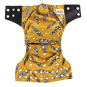 Baby Nappy Bamboo Charcoal Cloth AIO Diapers, Sewn in Insert Double Gussets