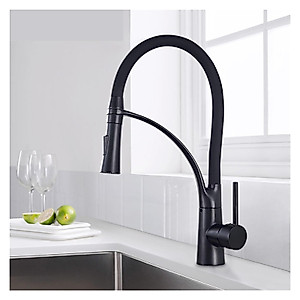 Rubber Kitchen Sink 360 Degree Swivel Pull-Down Sprayer hot and Cold Water Mixing Faucet (Color : Chrome)
