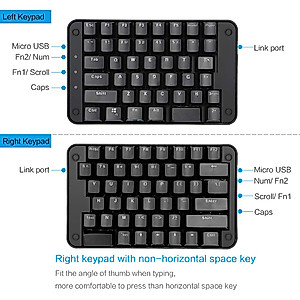 Koolertron Programmable Split Mechanical Keyboard, All 89 Keys Programmable Ergonomic Keypad with OEM Gateron Black Switch, 8 Macro Keys - [SMKD62] Black (OEM Switch White Backlit)