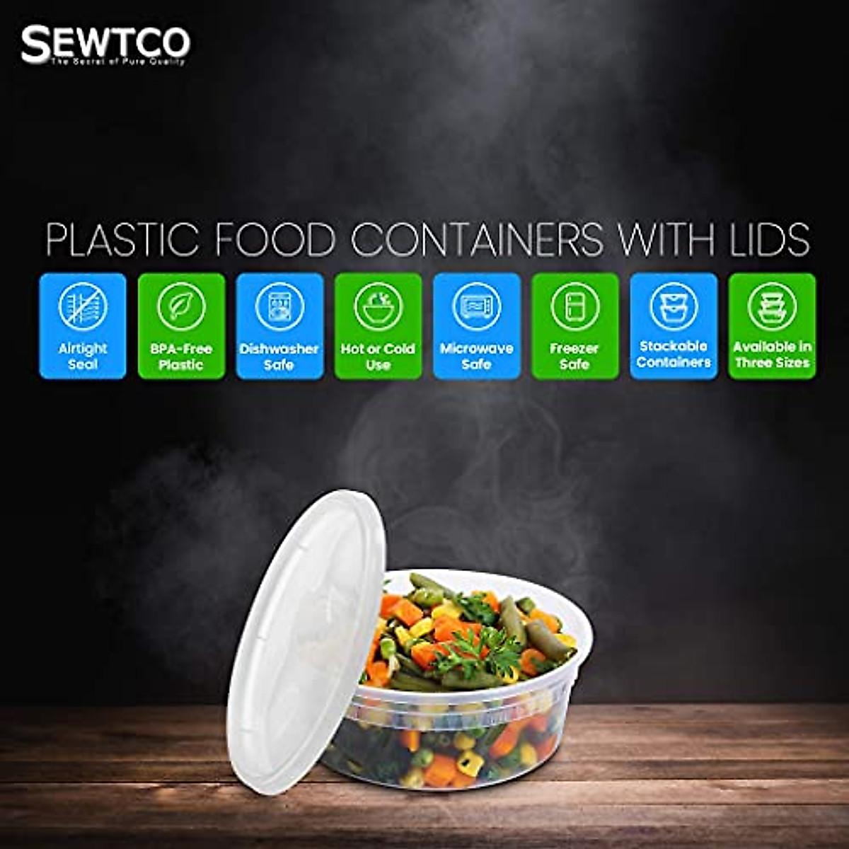 [24 Sets - 8 oz.] Plastic Deli Food Storage Freezer Containers With Airtight Lids Plastic Deli Containers with Lids, Slime, Soup, BPA Free Stackable Leakproof Microwave/Dishwasher/Freezer Safe