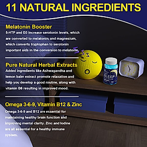 Melatonin 3mg 15mg for The Whole Family with Ashwagandha, 5-HTP, Lemon Balm, Magnesium, B12, B6 Chewable & Low Sugar - for Healthy Rest Cycle, Deep Zzzs, Positive Mood & Brain Health, 150 Counts
