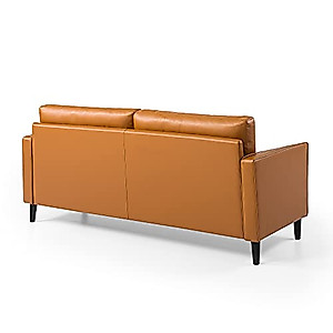 ZINUS Benton Faux Leather Sofa Couch, Easy, Tool-Free Assembly, Cognac