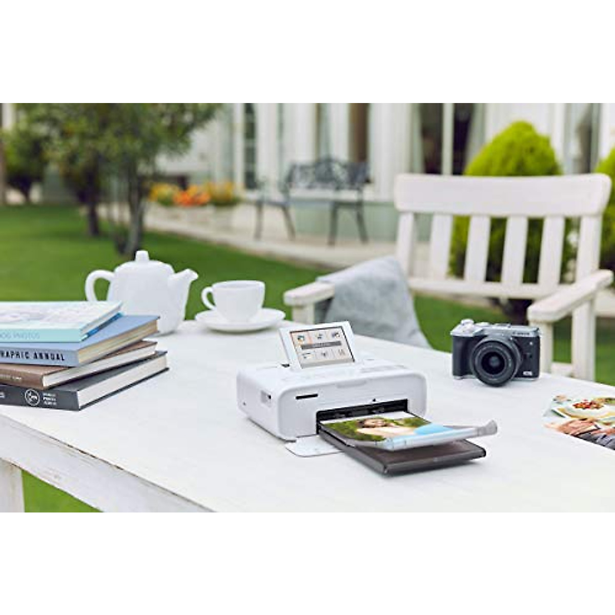 Canon SELPHY CP1300 Wireless Compact Photo Printer (White) RP-108 Color Ink Paper Set (108 Sheets of 4 x 6 Paper) + NeeGo Printer Cable + NeeGo Print Protector (100 Pack)