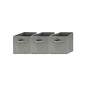3 Pack Fabric Storage Bins with Handle, 10.5 x 10.5 x 11 Inches, Foldable and Cubical Storage Boxes