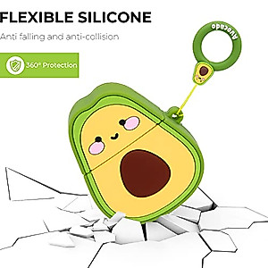 Yonocosta Cute Airpods Case, Airpods 2 Case, Funny 3D Cartoon Fruit Avocado Case, Soft Silicone Full Protection Shockproof Charging Case Cover with Keychain Airpods 1&2 case for Kids Girls Boys Women
